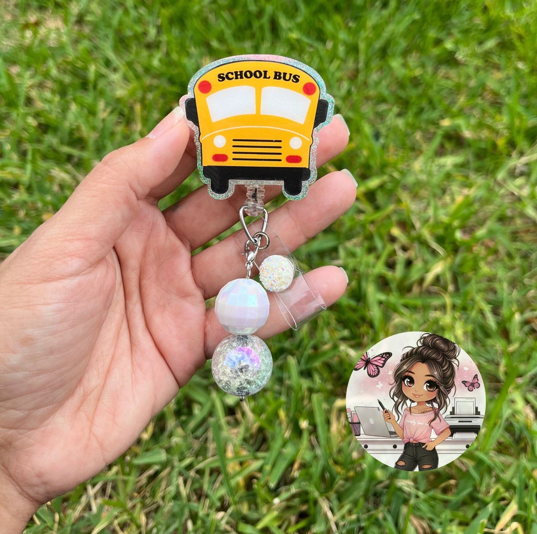 Bus Badge Reel, Cute, Bus Driver, ID Holder, Healthcare, Teacher ...