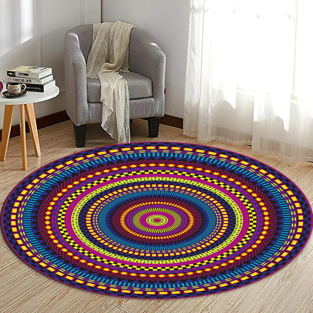 Ruound Rug Geometric Pattern Rug African Pattern Rug - Etsy