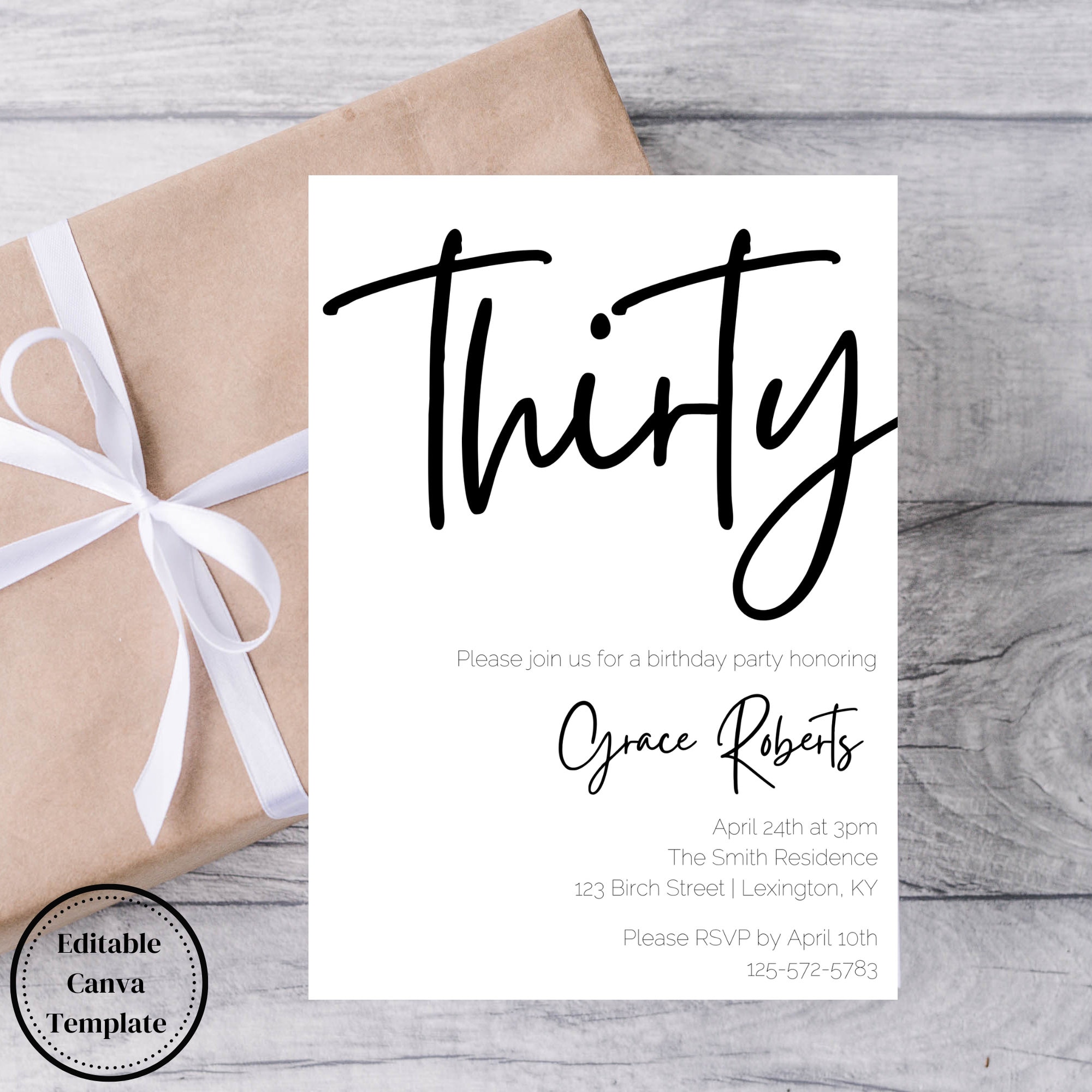 30th Birthday Editable Party Invitation Canva Template - Etsy