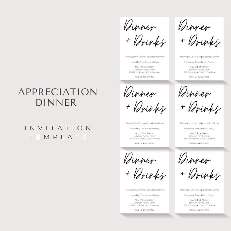 Editable Staff Appreciation Dinner Invitation Template | Printable ...