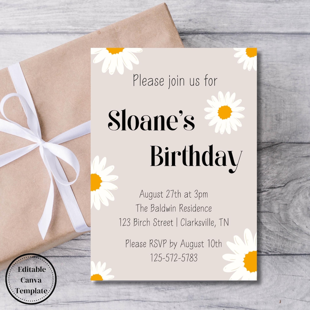 Flower Birthday Invitation, Daisy Invitation, Wild Flower Birthday ...