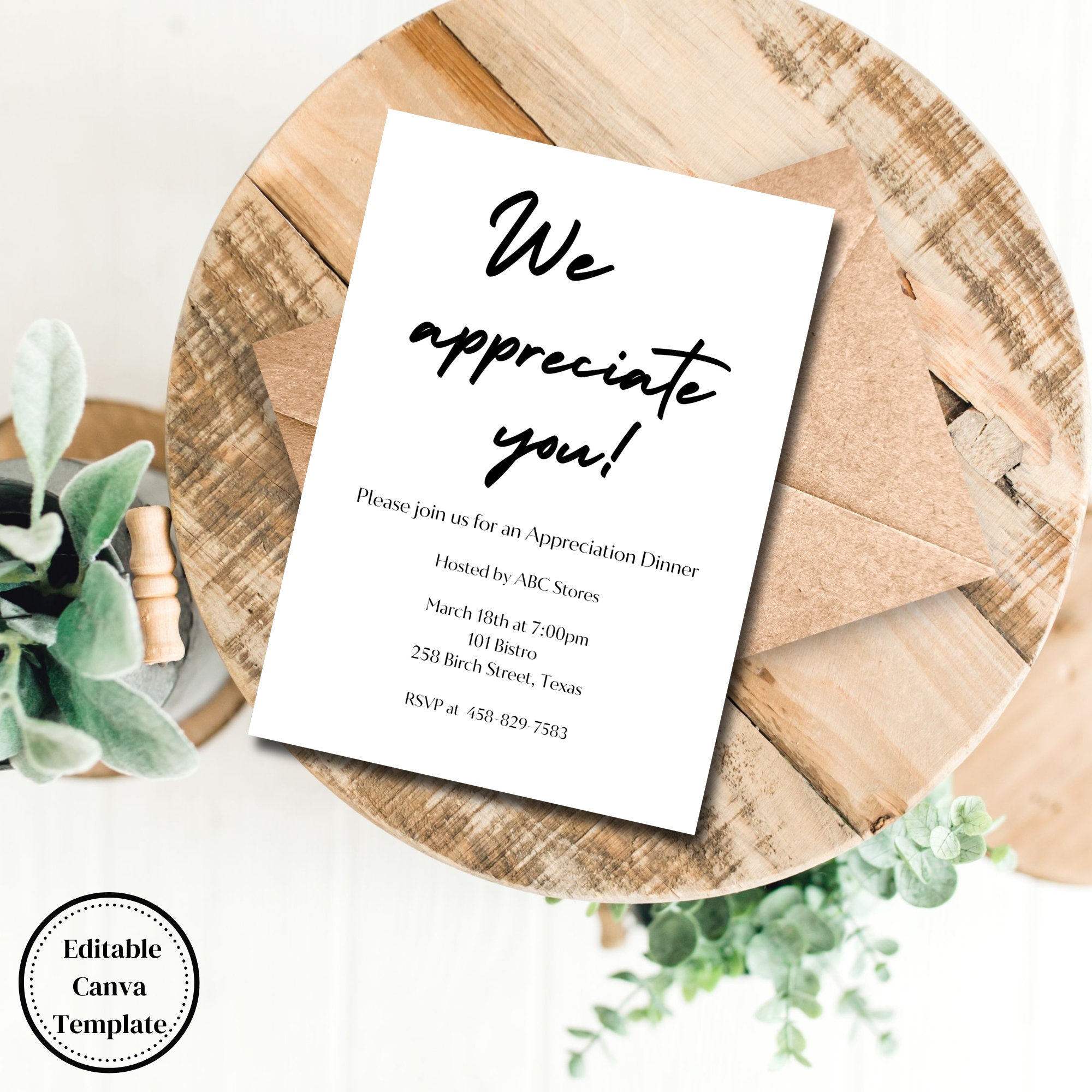 We Appreciate You Invitation, Appreciation Dinner Invitation, Dinner ...