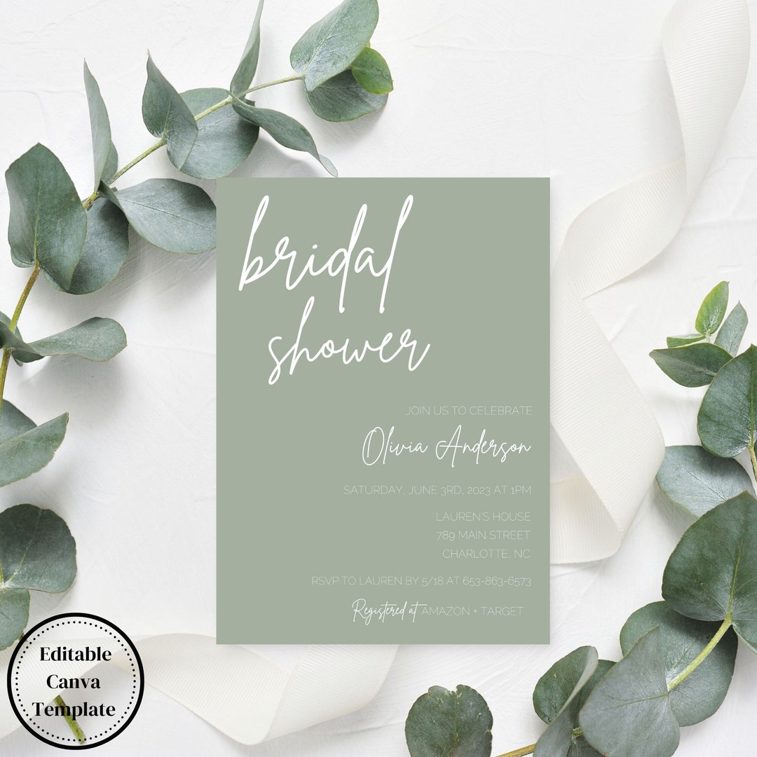 Editable Bridal Shower Canva Template Digital Download Wedding Invite ...