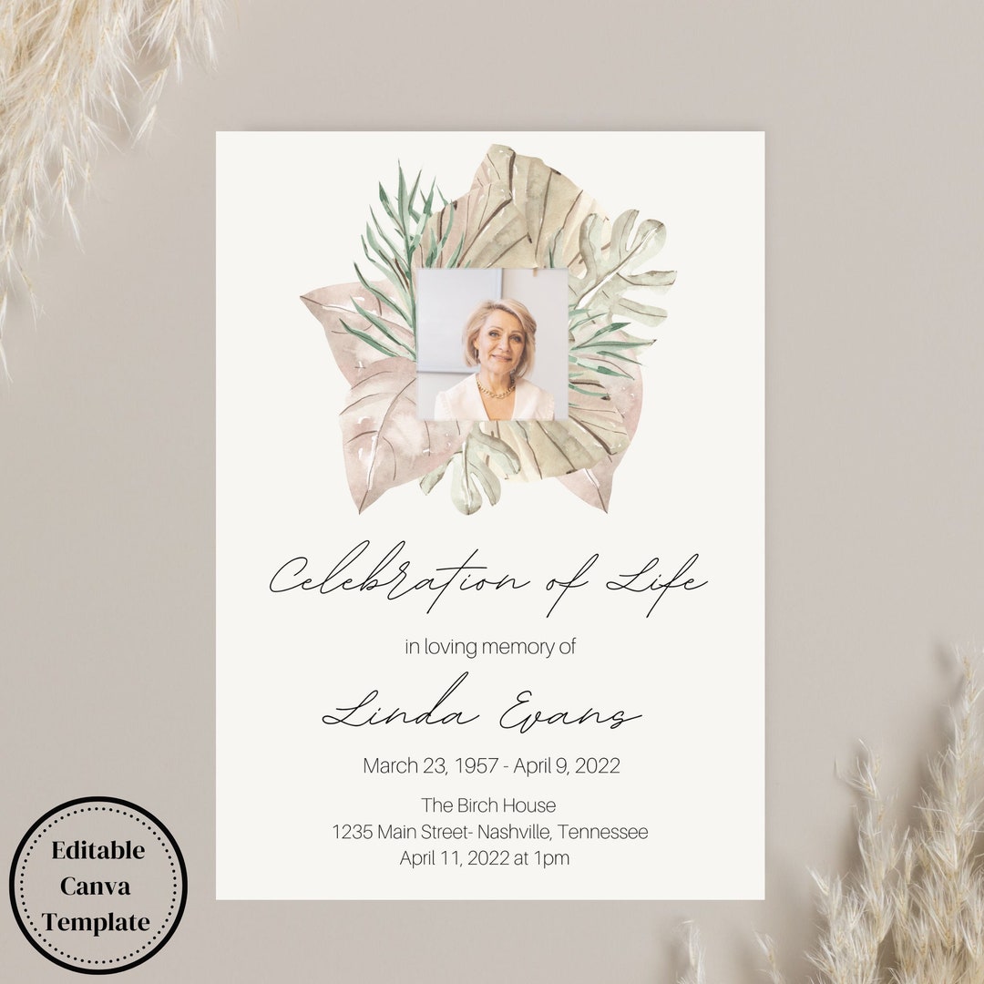 Celebration of Life Canva Invitation Template, Celebration of Life ...