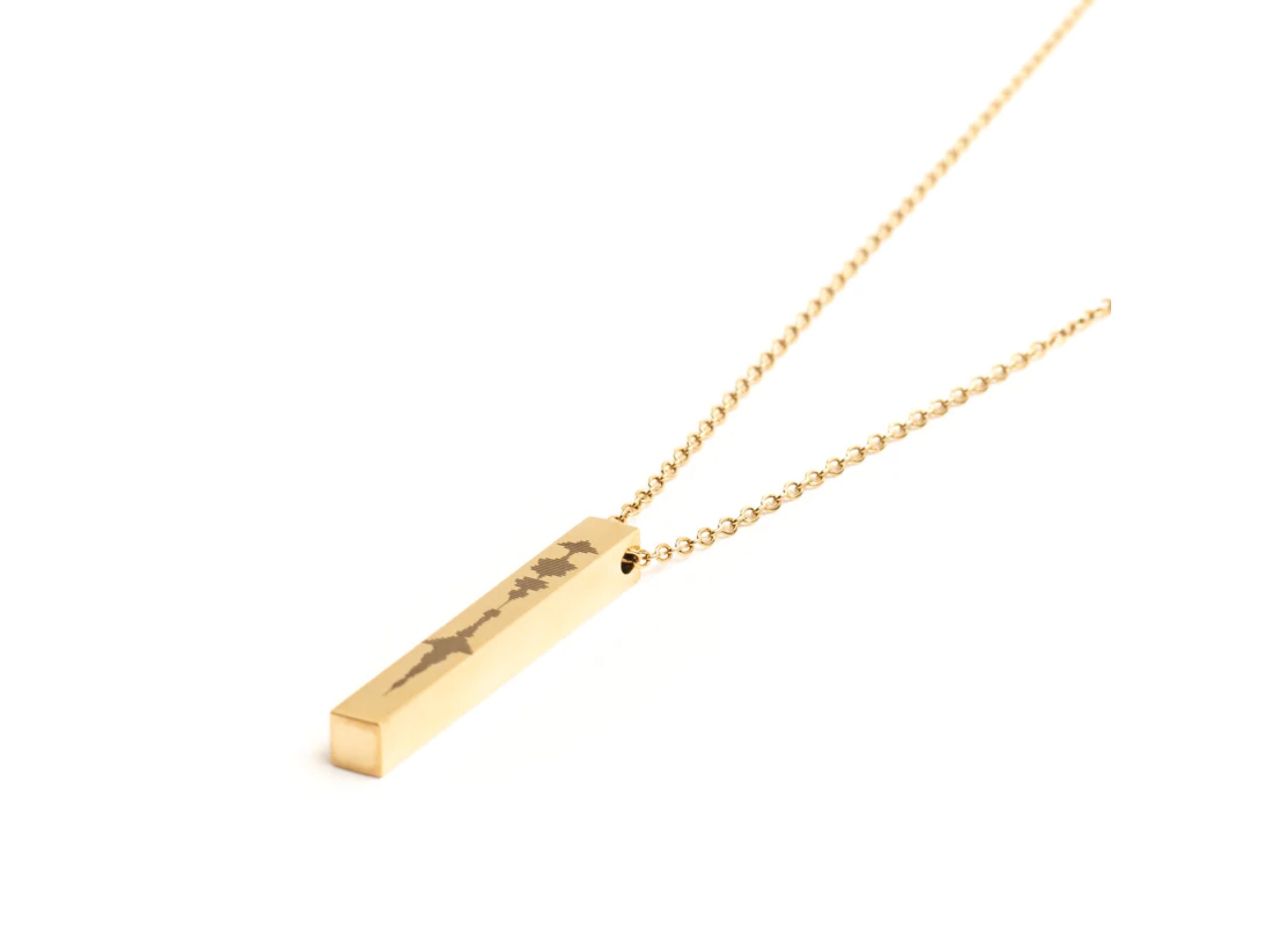 Soundwave Personalized Bar Necklace With QR Code, Custom Engraved ...