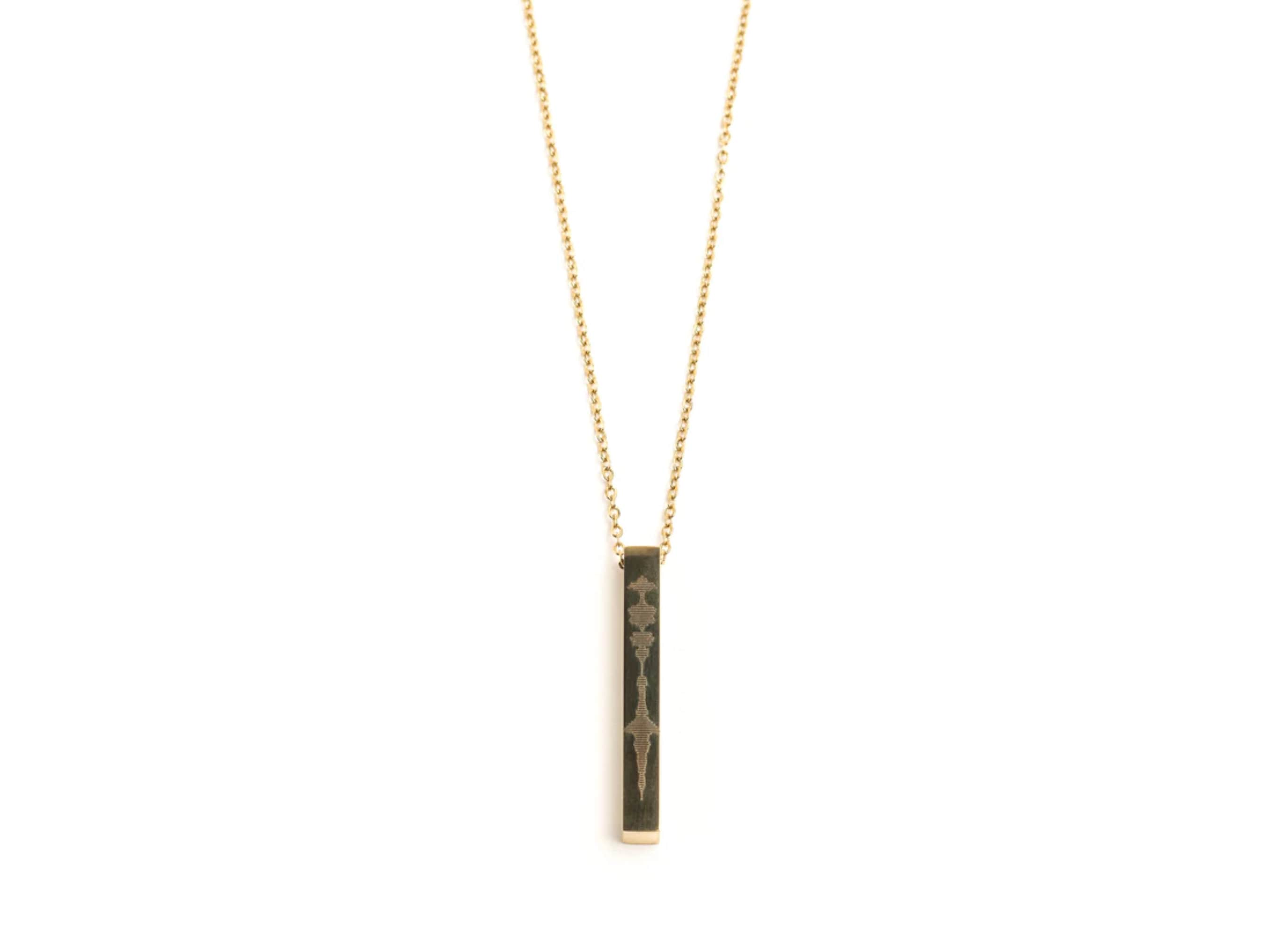 Soundwave Personalized Bar Necklace With QR Code, Custom Engraved ...