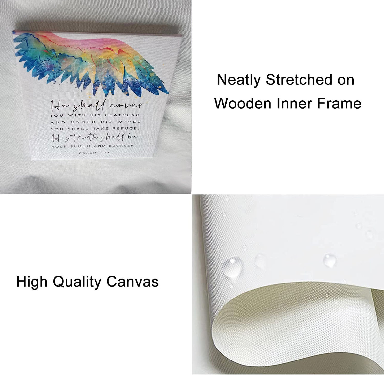 Scripture Canvas Art Psalm 91:4 He Shall Cover You With His Feathers - Etsy