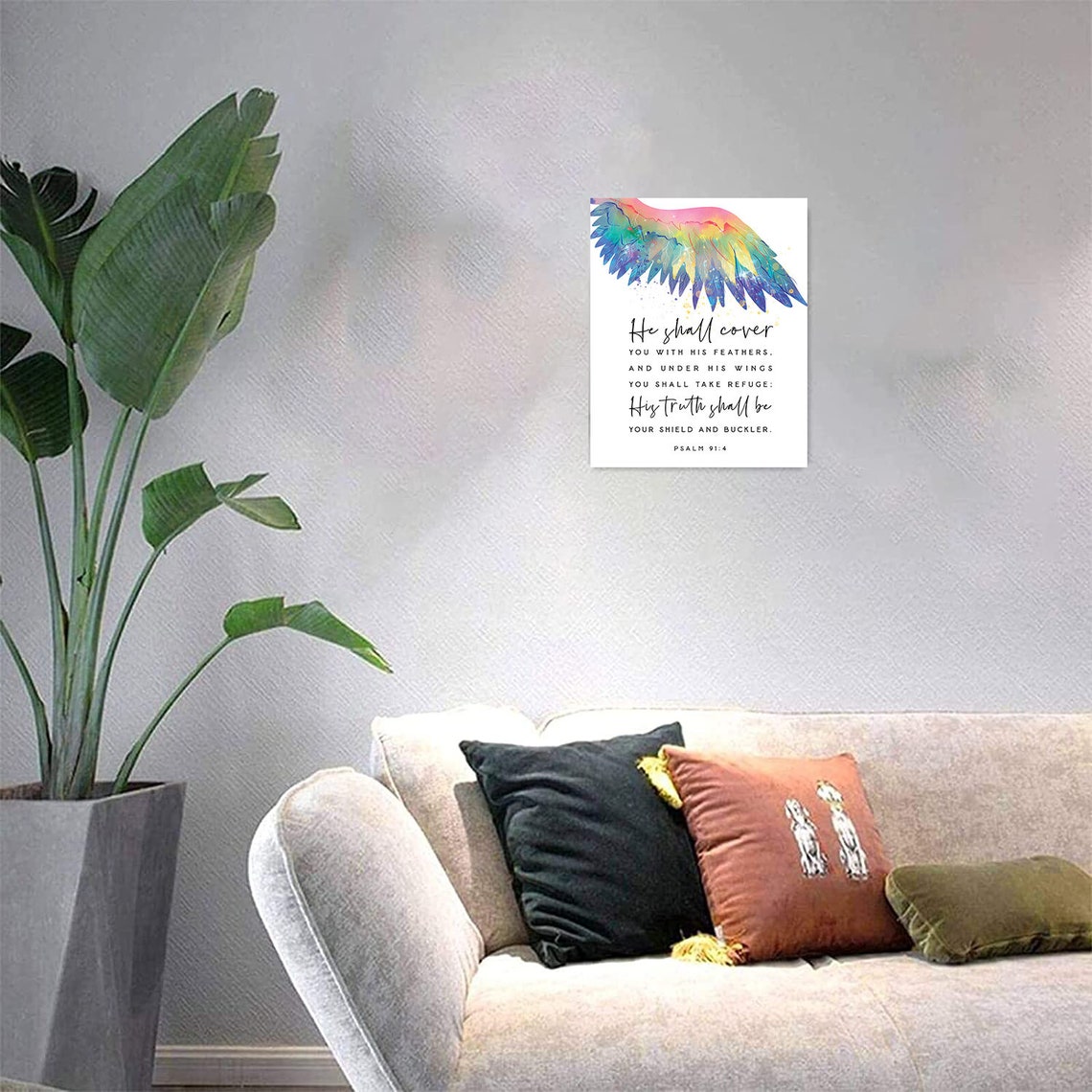 Scripture Canvas Art Psalm 91:4 He Shall Cover You With His Feathers - Etsy