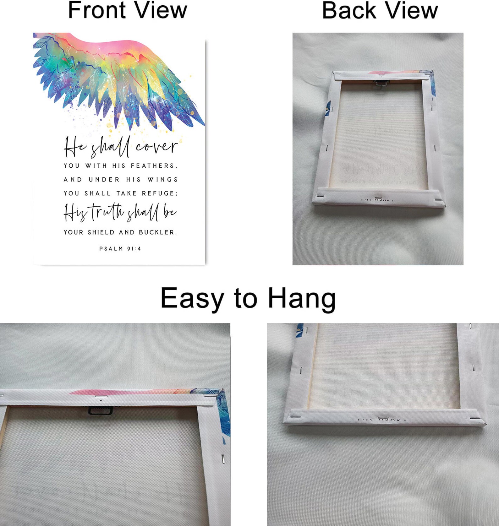 Scripture Canvas Art Psalm 91:4 He Shall Cover You With His Feathers - Etsy