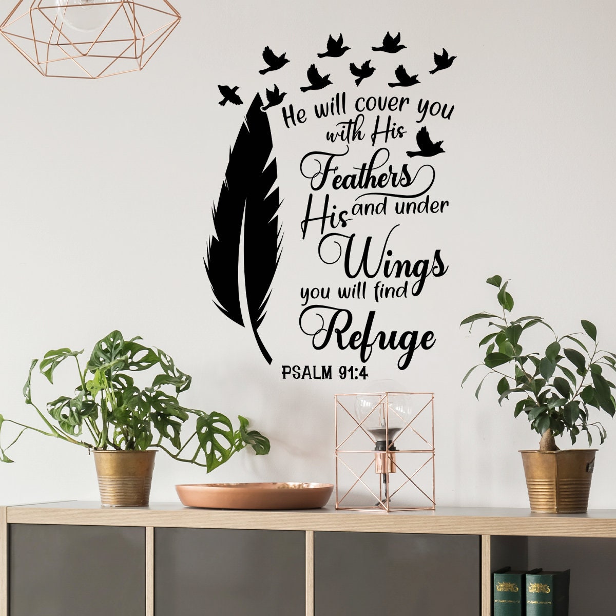 Jbling Scripture Vinyl Wall Decal Find Refuge in Him Psalm 91:4 - Etsy