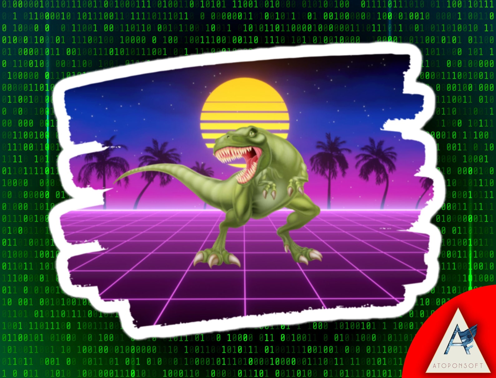 T-rex Sticker, Synthwave, Synthwave Sticker, Dinosaur Art, Retro Design ...
