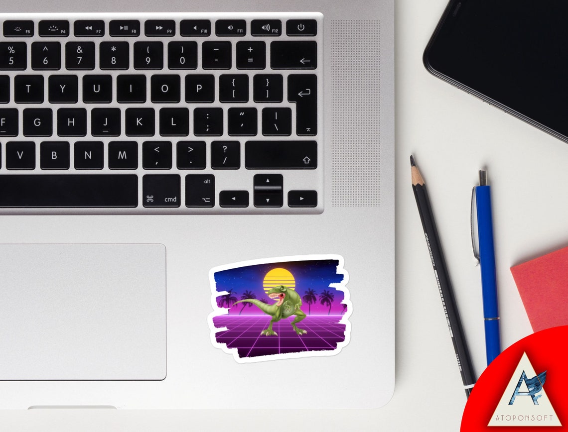 T-rex Sticker, Synthwave, Synthwave Sticker, Dinosaur Art, Retro Design ...