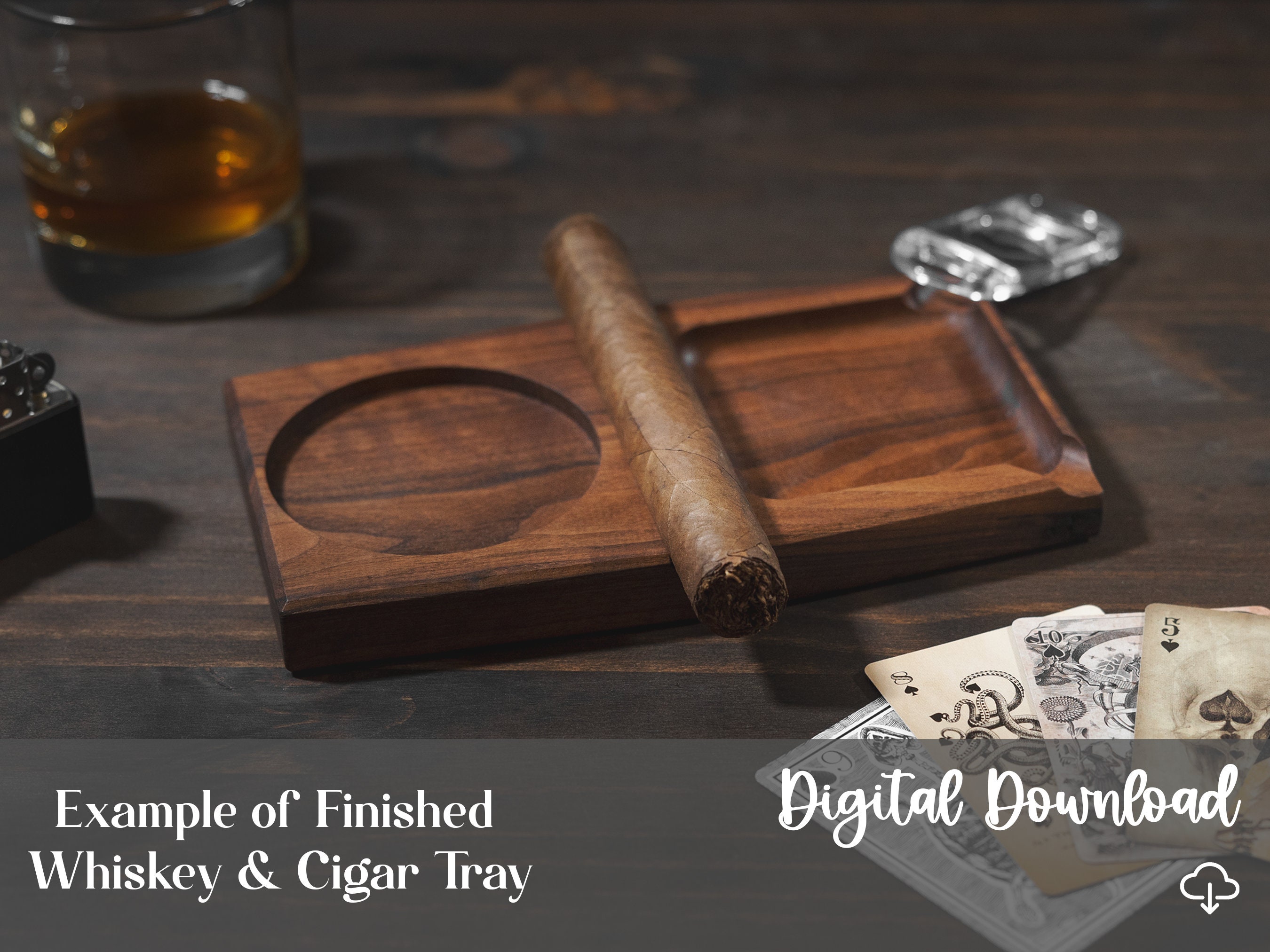 Whiskey & Cigar Tray | Ash Tray | Coaster | .svg File | CNC File | .png ...