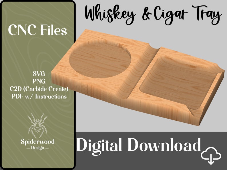 Whiskey & Cigar Tray | Ash Tray | Coaster | .svg File | CNC File | .png ...