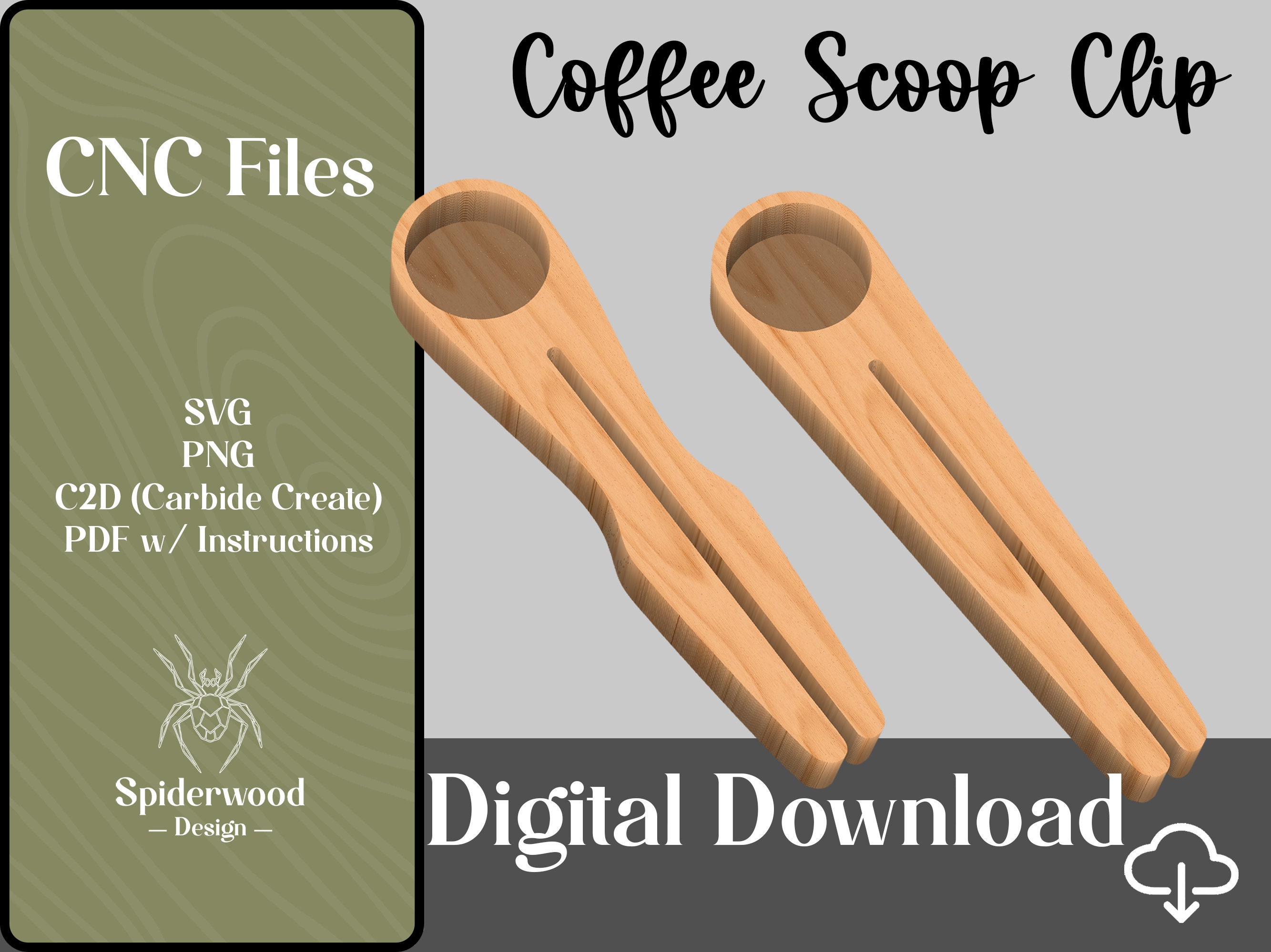 Coffee Scoop Clip (set of 2) | .svg File | CNC File | .png File | CNC ...
