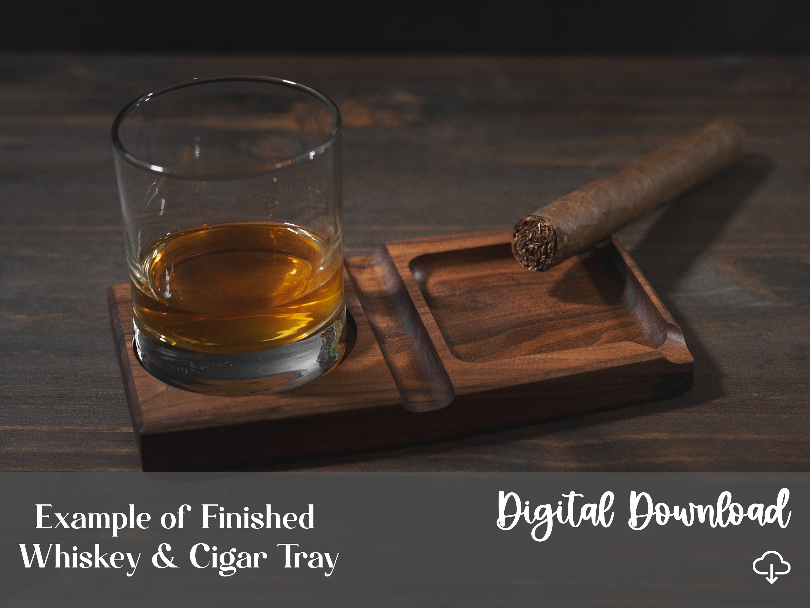 Whiskey & Cigar Tray | Ash Tray | Coaster | .svg File | CNC File | .png ...