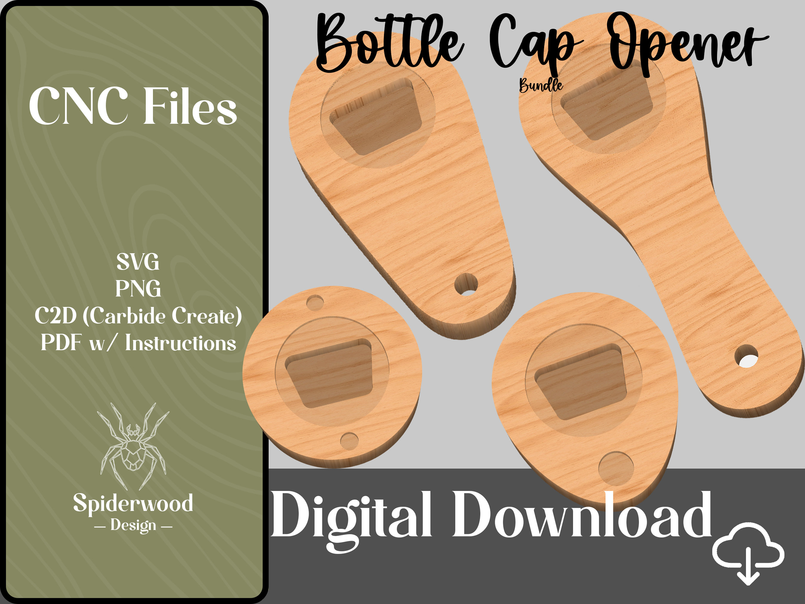 Bottle Cap Opener Bundle (set of 4) | .svg File | CNC File | .png File ...