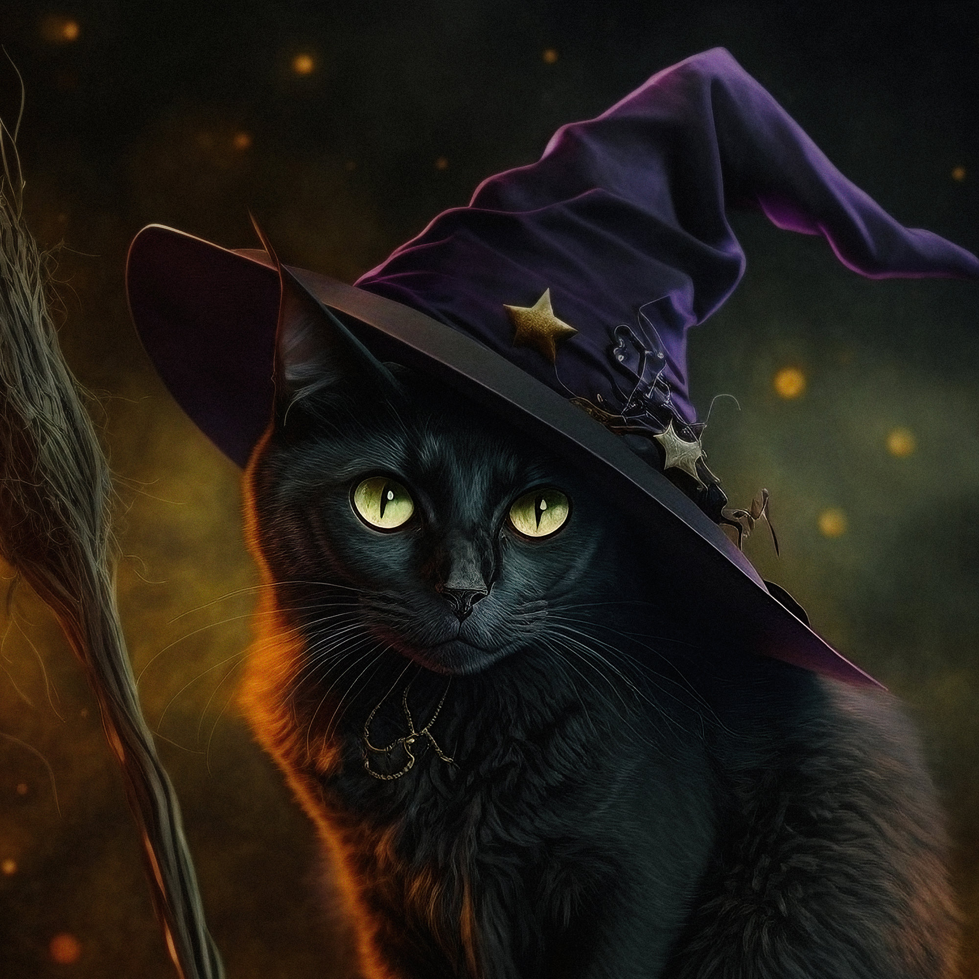 Halloween Cat Witch Art Wall Art Printable Wall Art - Etsy