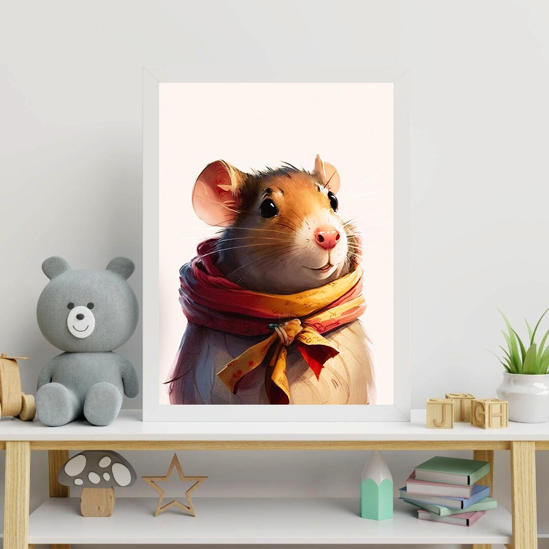 Printable Cute Rat Kids Room Wall Art Nursery Decoration Printable Wall ...
