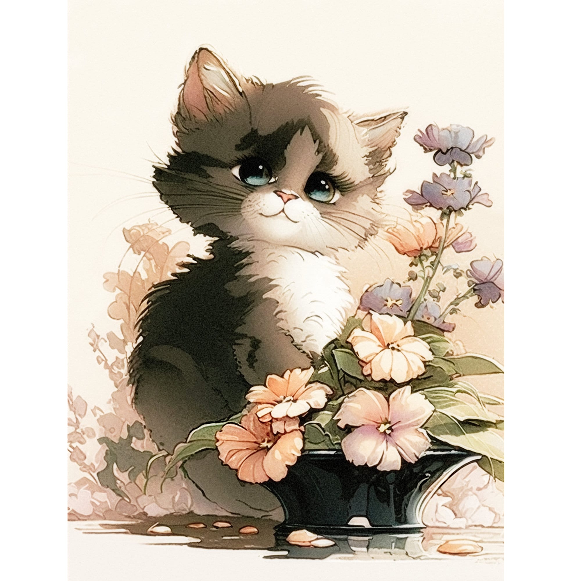 Printable Cute Kitten Wall Art Kids Room Nursery Decoration Cat Wall ...