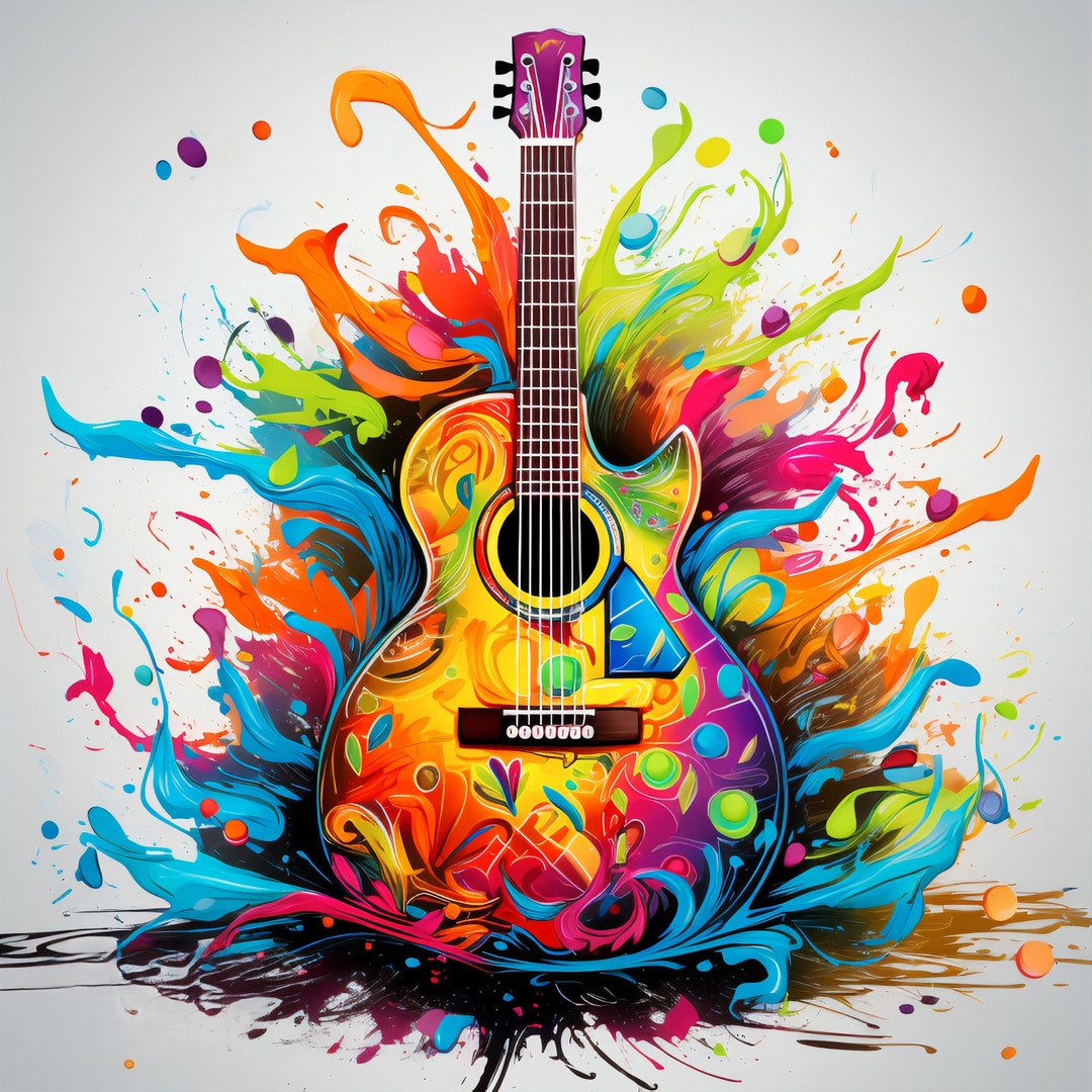 Splash Sun Guitar art Guitare colorée Téléchargement - Etsy France