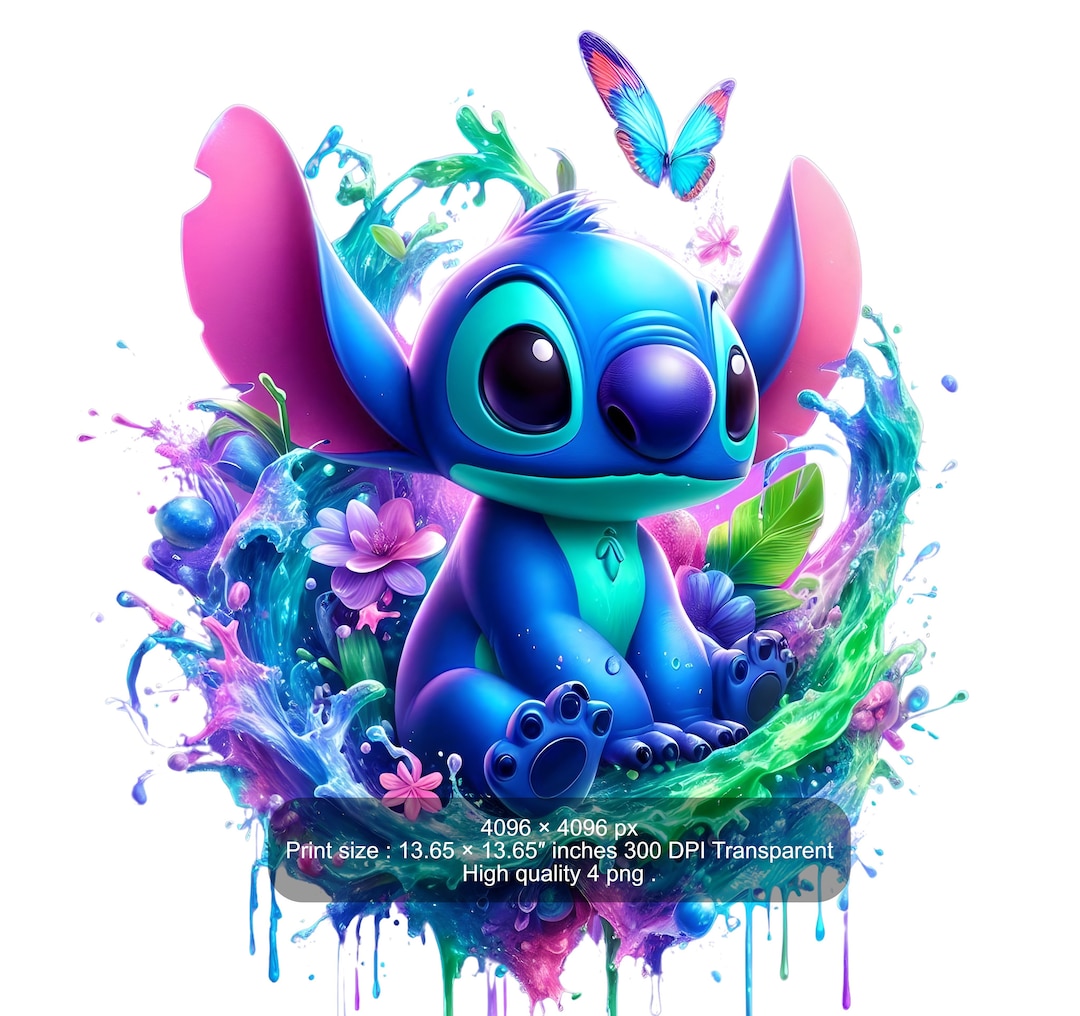 4 PNG Stitch Splash y Acuarela Diseño digital Archivo PNG para ...