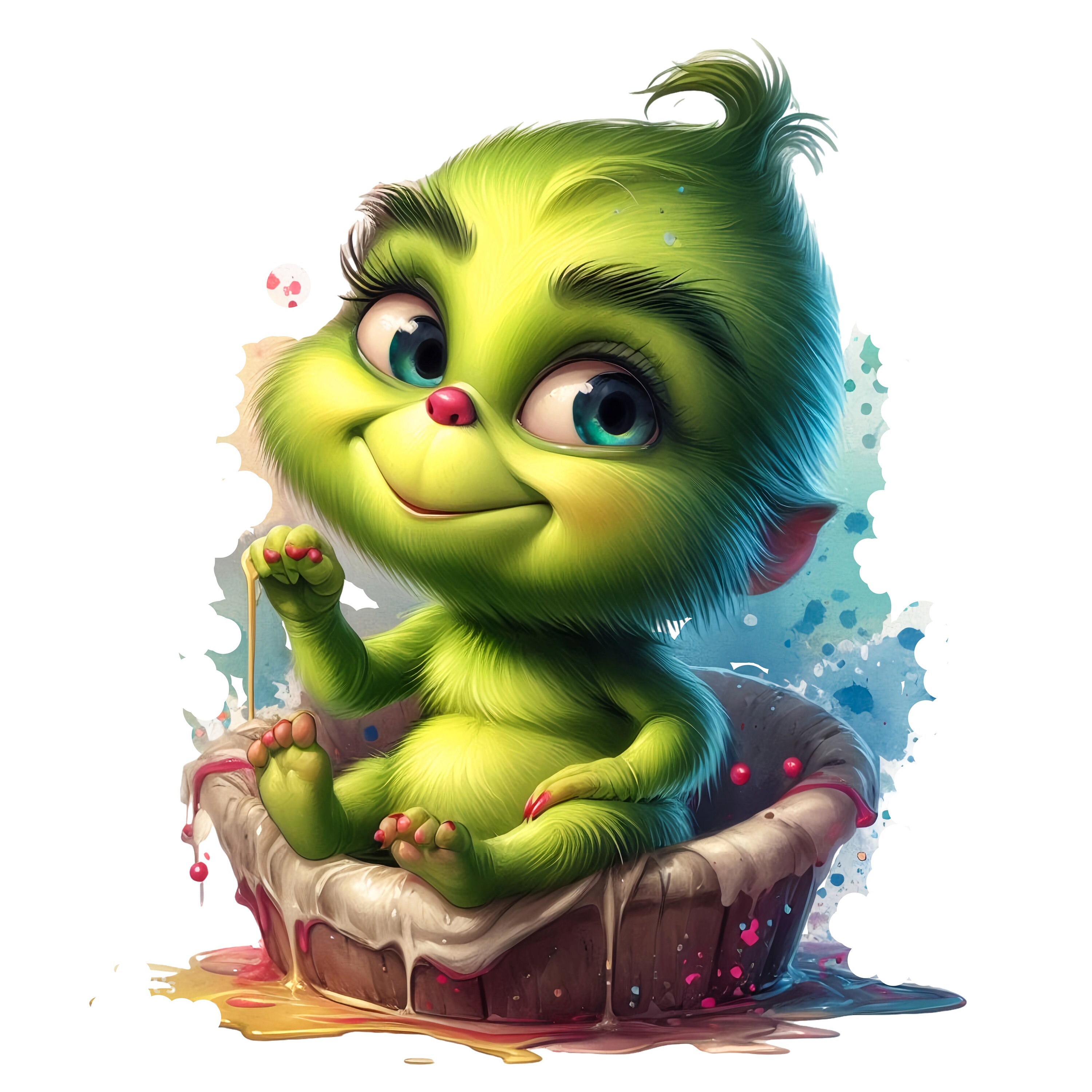 Aquarell und Splash 3d Baby Grinch 4 PNG digitales Design PNG - Etsy.de