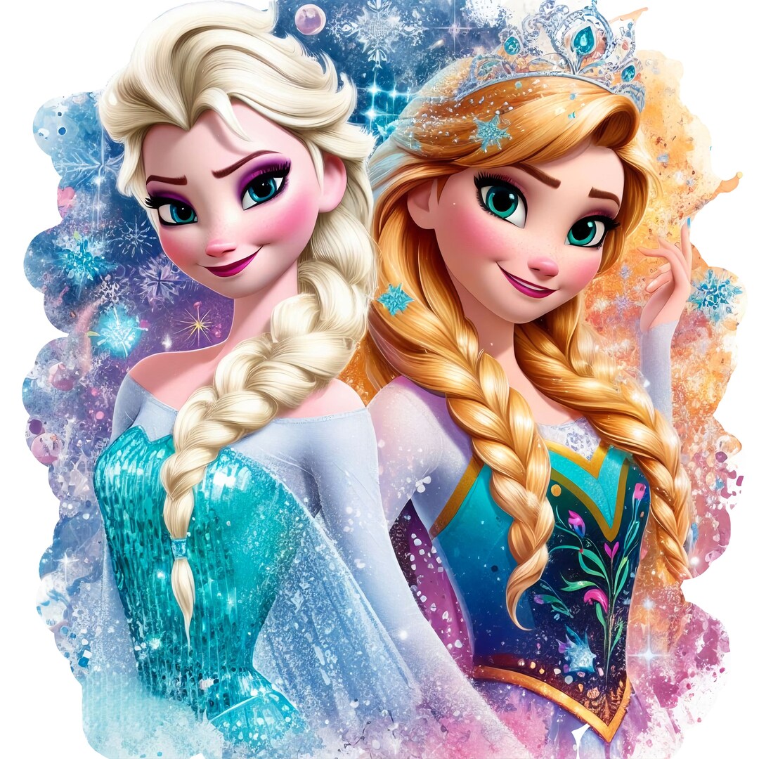 8 PNG Princess Rapunzel and Elsa and Anna Frozen Splash and Watercolor ...