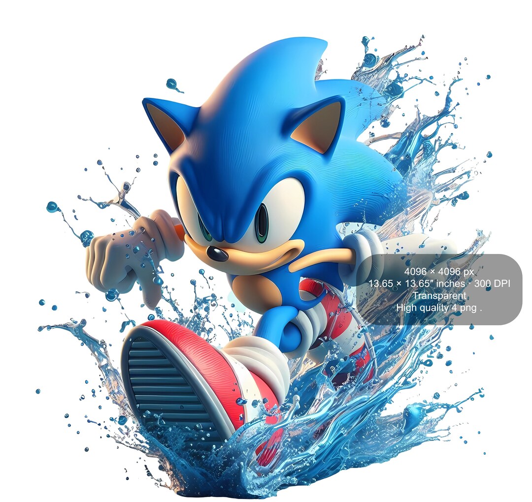 Sonic the Hedgehog 4 PNG Splash and Watercolor Digital Design PNG File ...