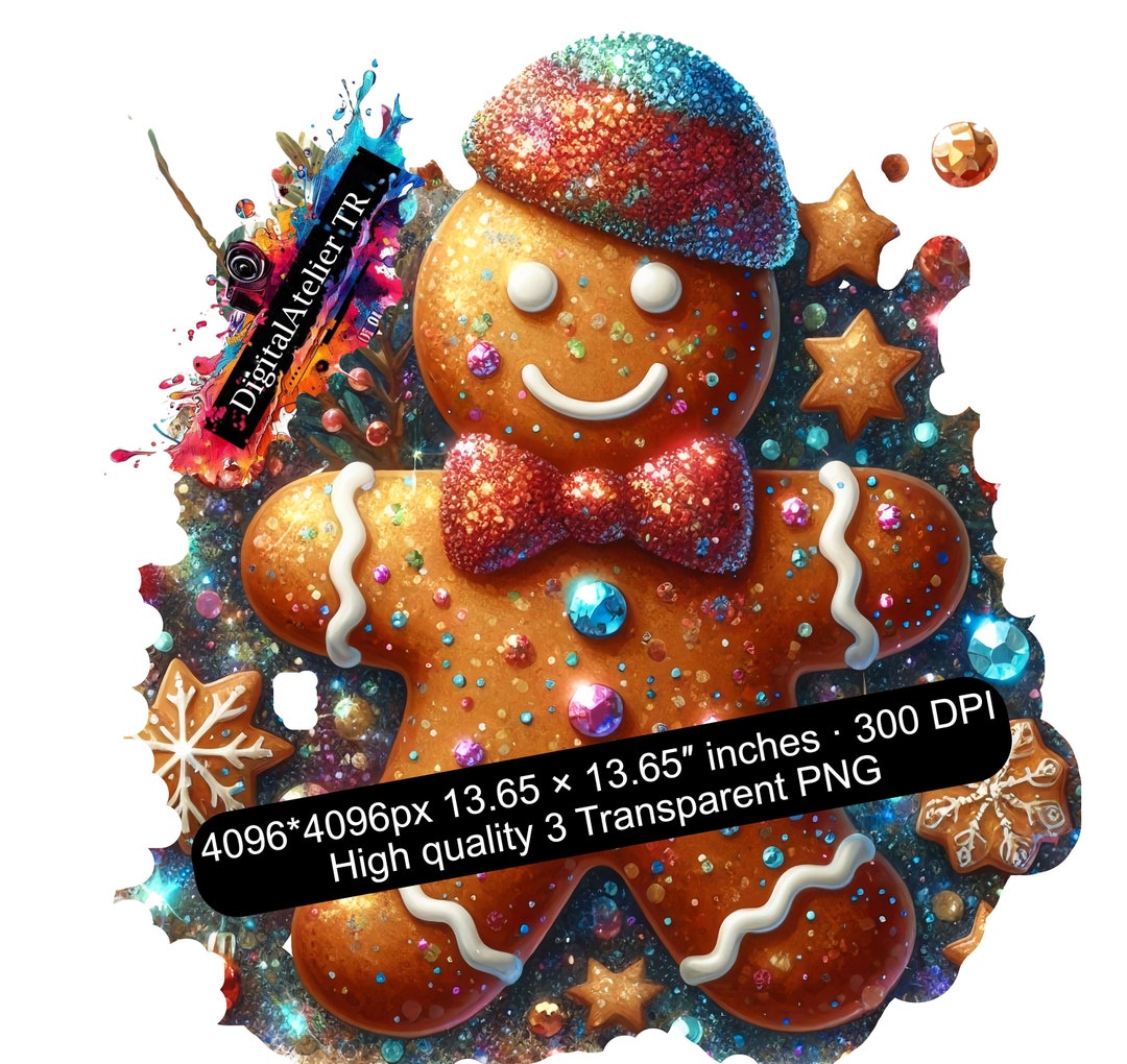 Splash Sparkly Gingerbread Man 3 PNG Christmas 3 PNG Glitter Sequins ...