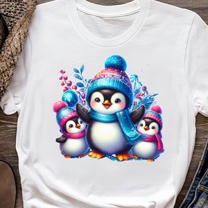 Set of 5 PNG Watercolor Splash Winter Cute Penguin Png Digital Images ...