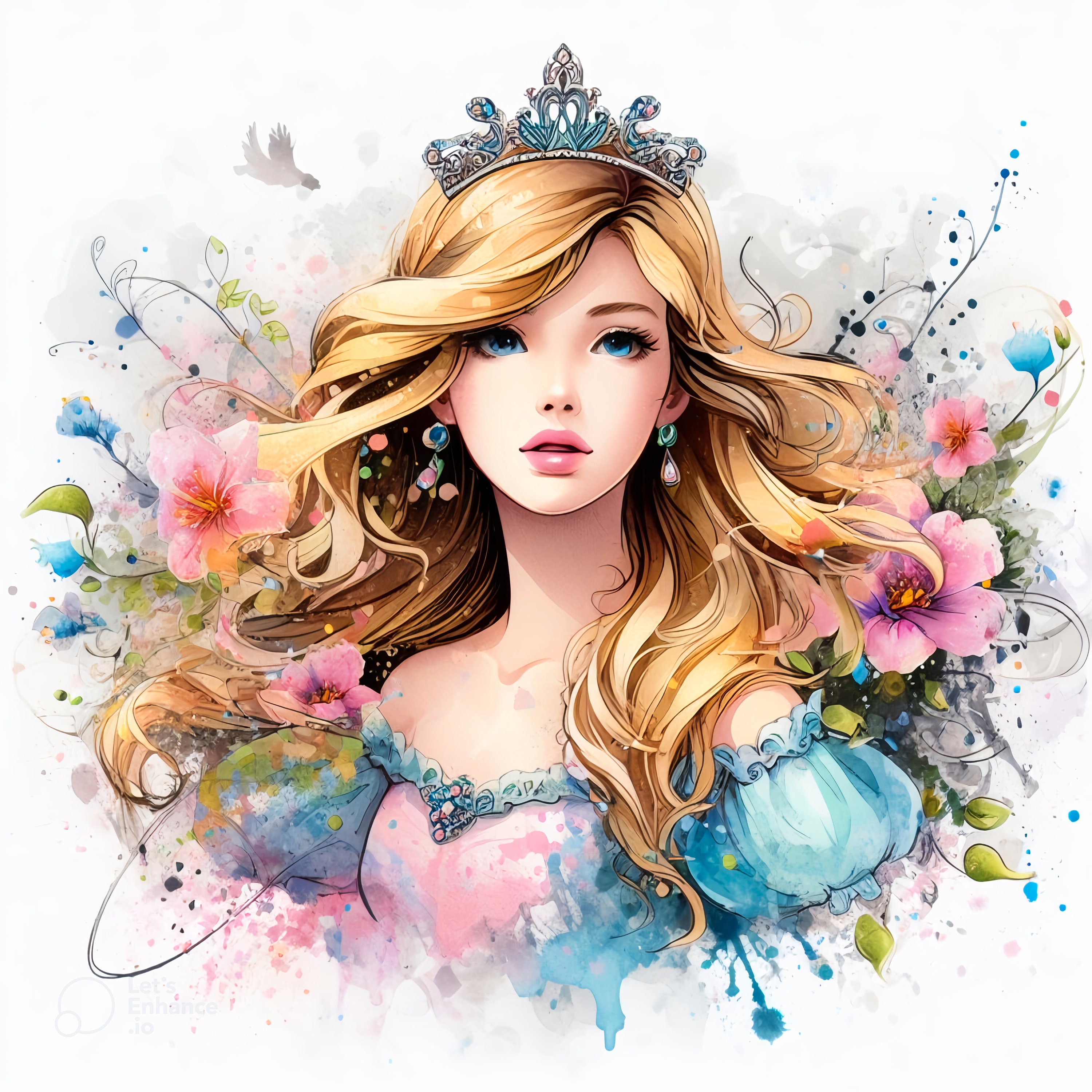 Princess Portrait Watercolor and Splash Clipart High Quality - Etsy