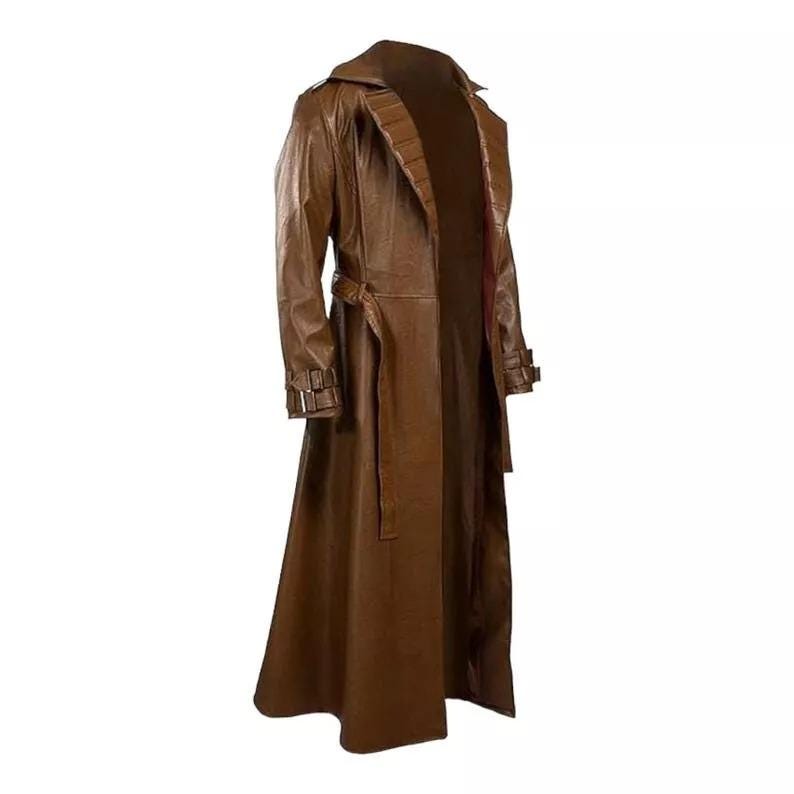 Brown X-men Gambit Faux Leather Cosplay Coat, Halloween Hero Costume ...