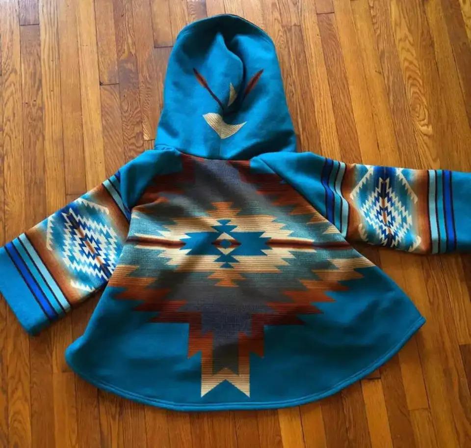 Kelly Reilly Wool Cape Beth Dutton Yellowstone Geometric Hooded Poncho ...