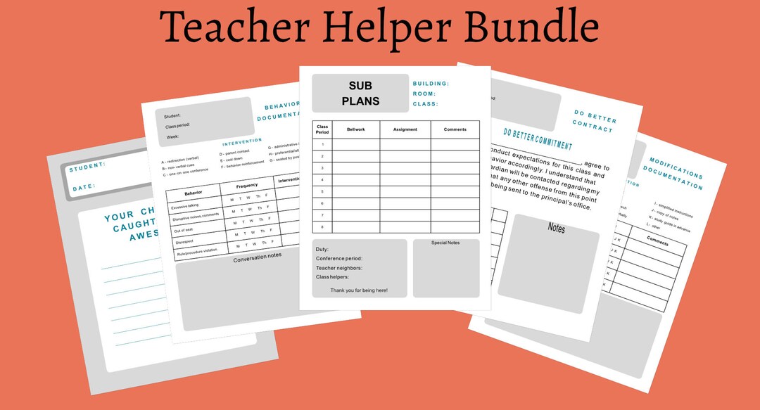 Teacher Helper Bundle, Student Plans, Downloadable Teacher PDF, Simple ...