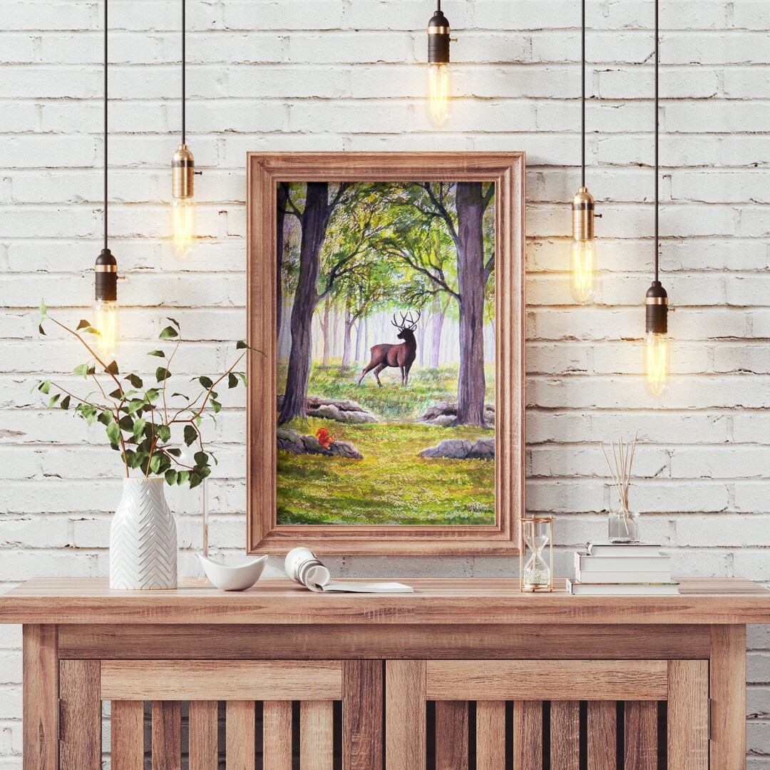 Deer Stag Art Print Wall Decor for Lounge for Hallway New Home Gift for ...