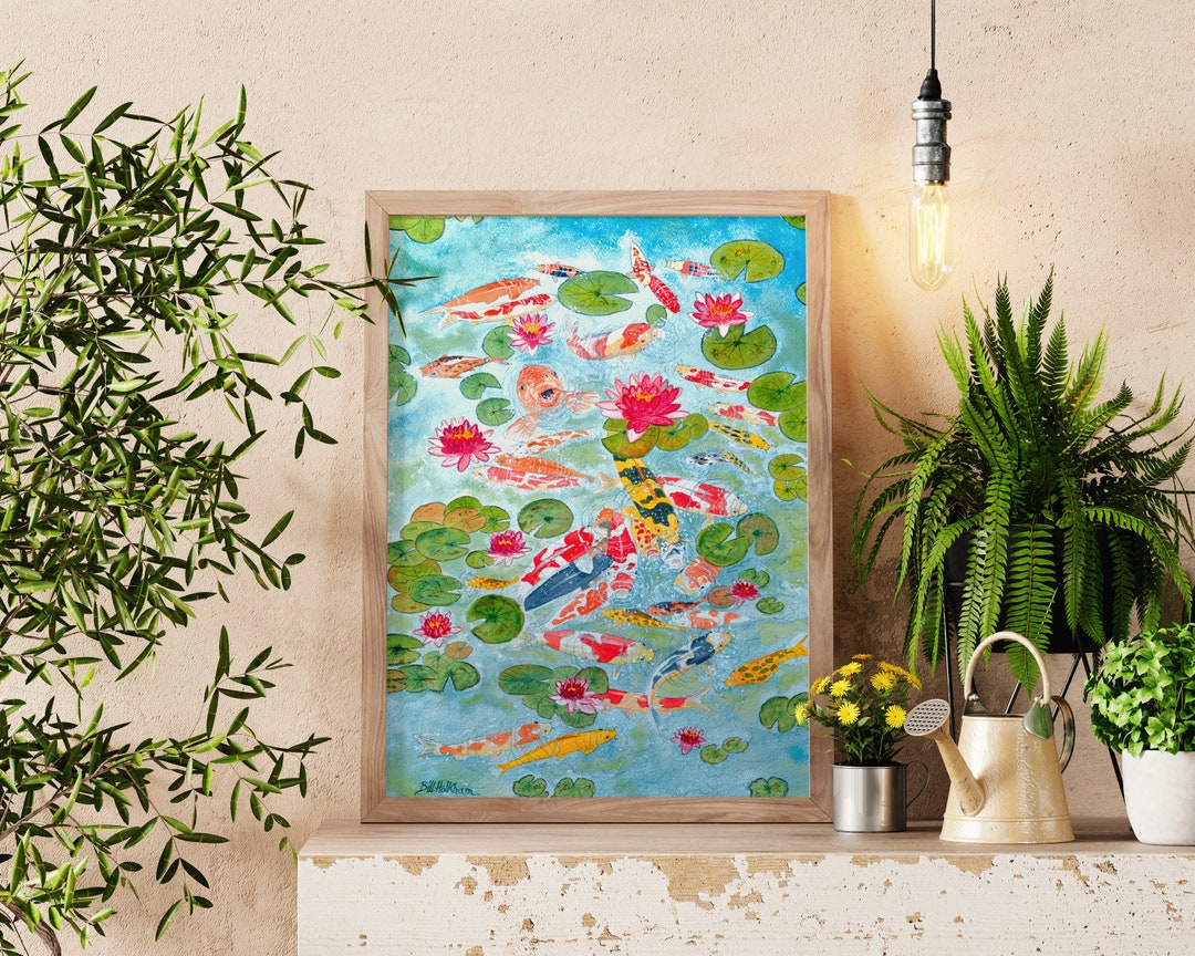 Watercolor Print of Koi Carp Galore - Watercolour Art Gifts USA ...