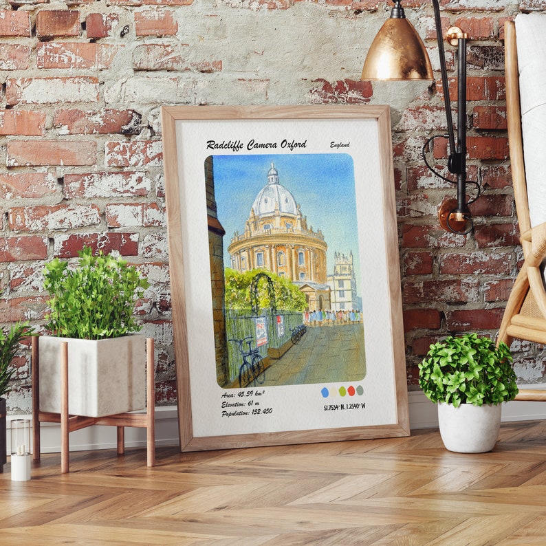 Radcliffe Camera Oxford England Travel Poster Watercolour & - Etsy