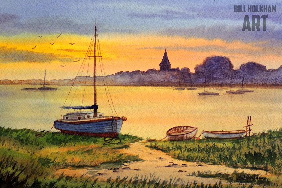 Bosham Channel West Sussex England Watercolour Art Prints of European ...