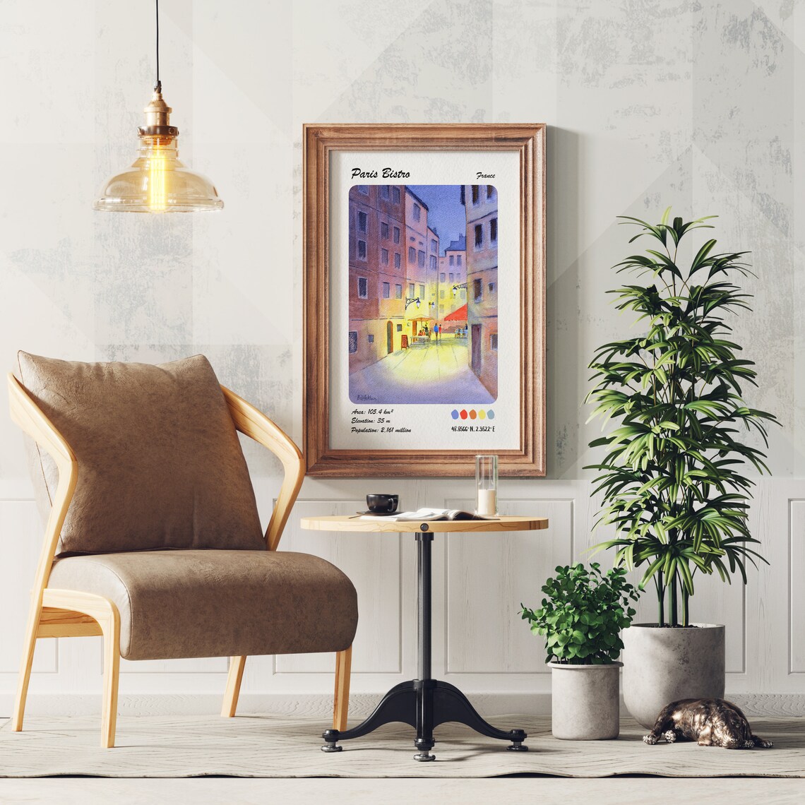 Paris Bistro France Travel Poster | Watercolour & Ink Design Digital ...