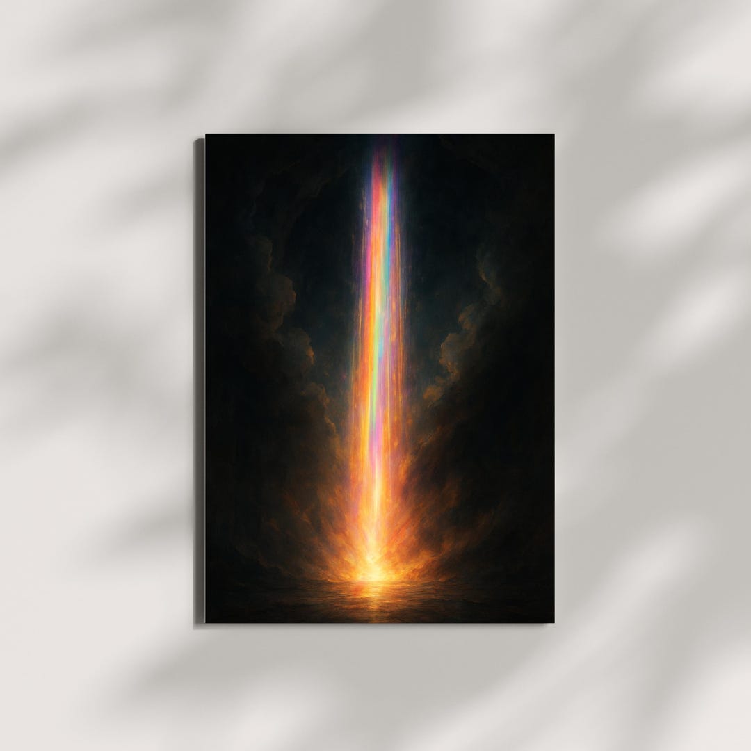 Rainbow Print | Celestial Light Beam Art | Energy Portal Poster ...