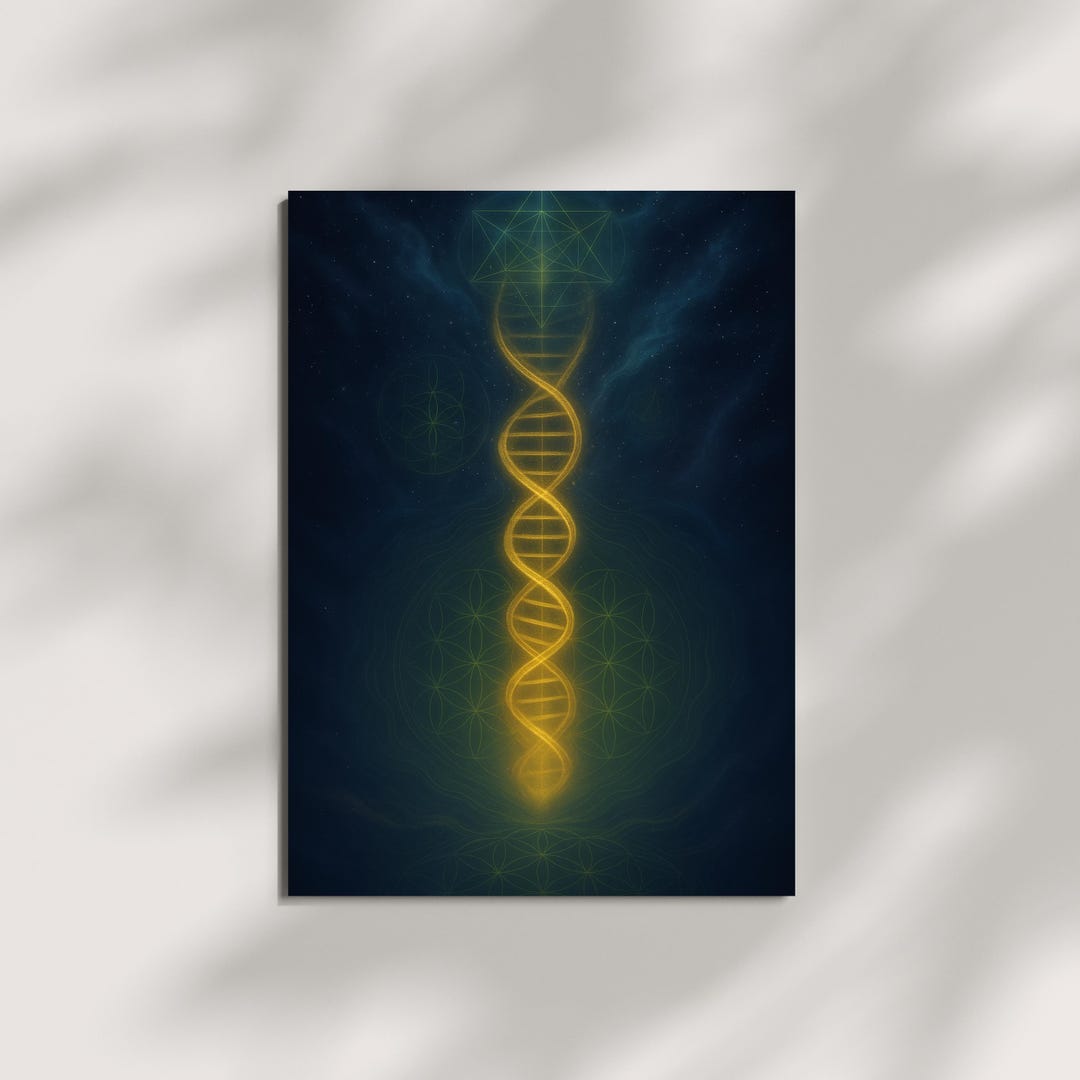 Golden DNA Spiral Print | Sacred Geometry Wall Art | Cosmic Energy ...