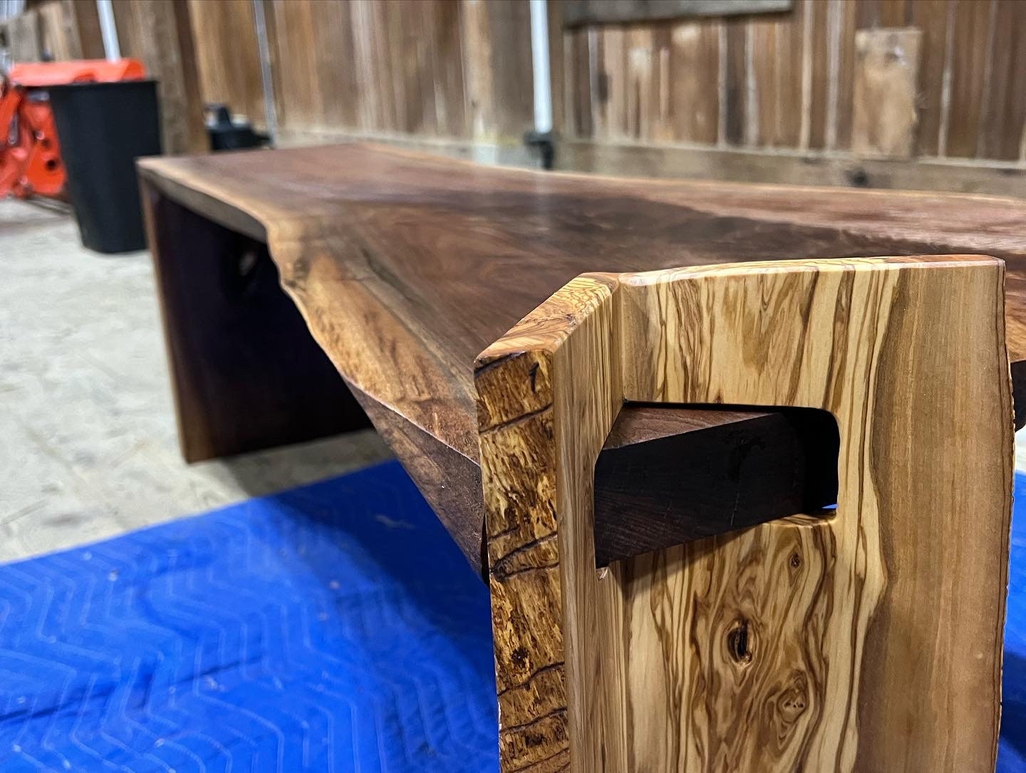 Custom Slab Waterfall Table With Floating Joinery Legs - Etsy