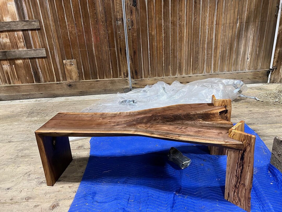 Custom Slab Waterfall Table With Floating Joinery Legs - Etsy