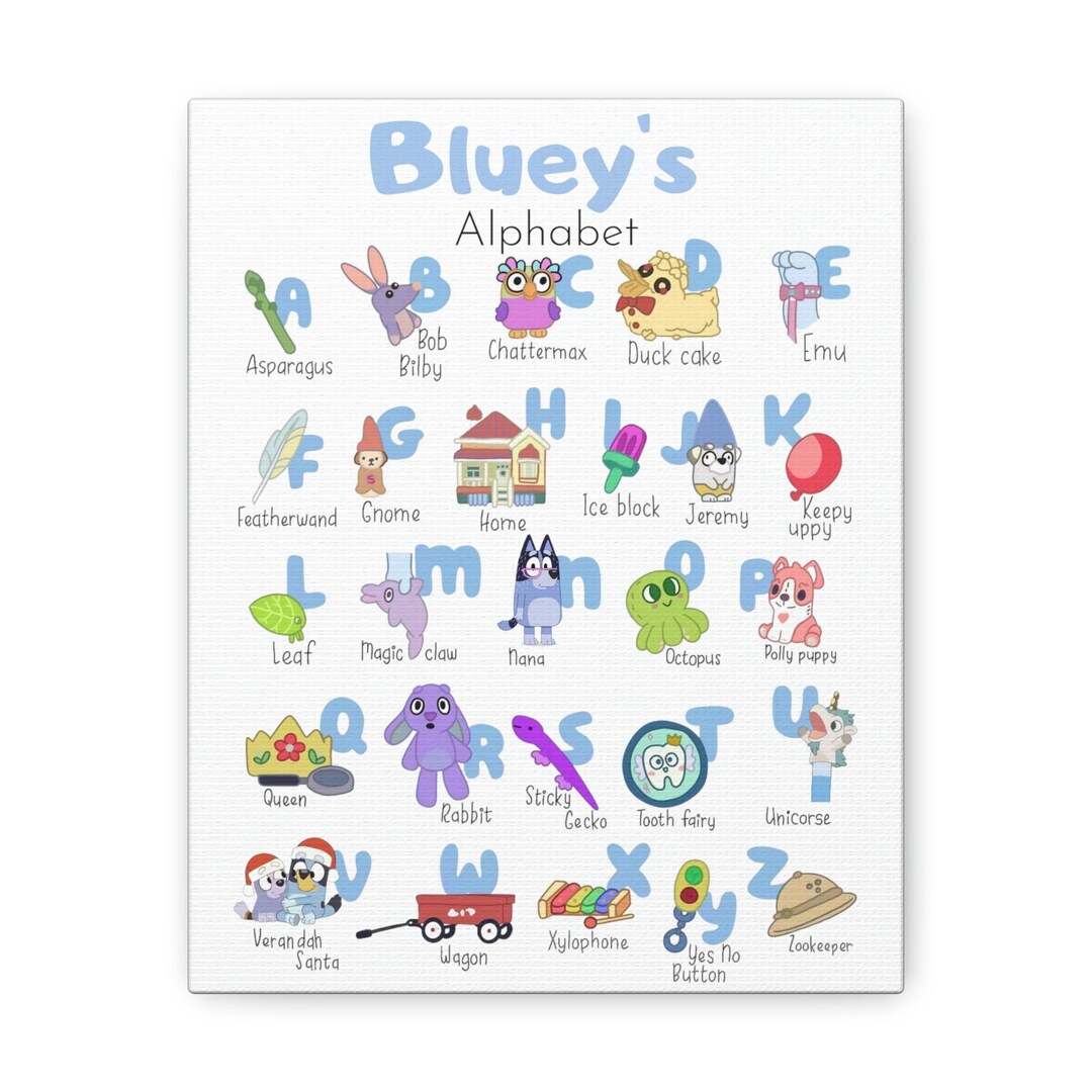 Bluey's Alphabet Canvas Gallery Wraps Bluey Room Decor - Etsy