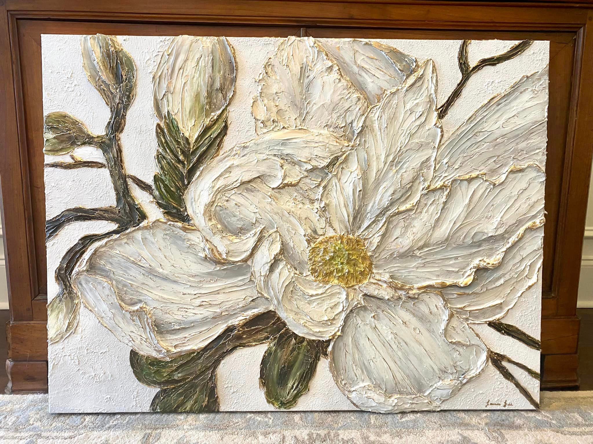 Original Textured Artwork-magnolia horizontal - Etsy