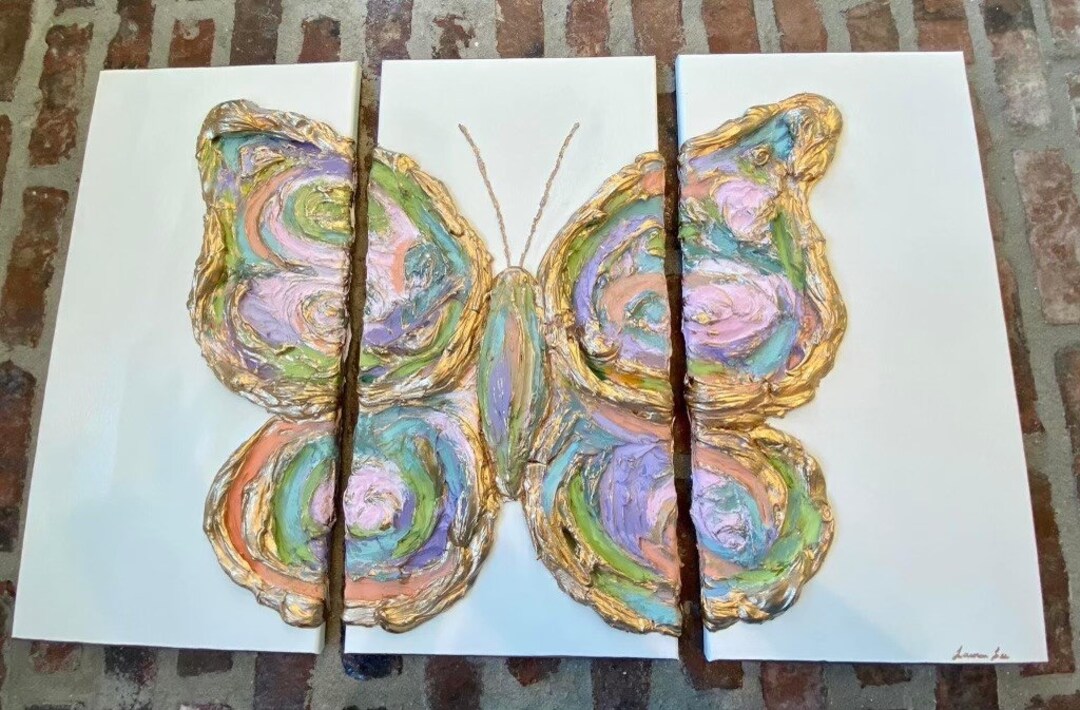 Original Textured Artwork-butterfly (split Canvas) - Etsy