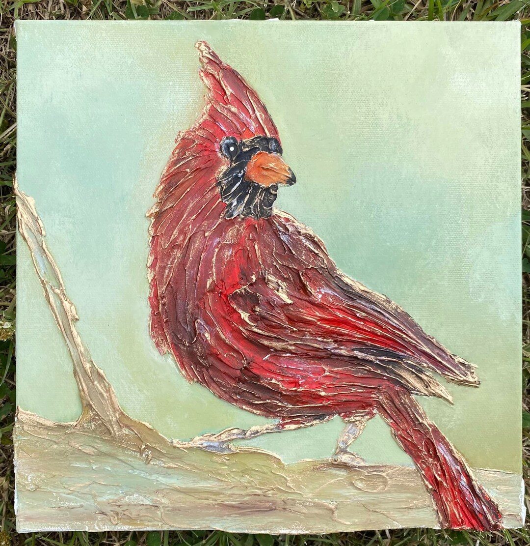 Original Textured Artwork-cardinal - Etsy