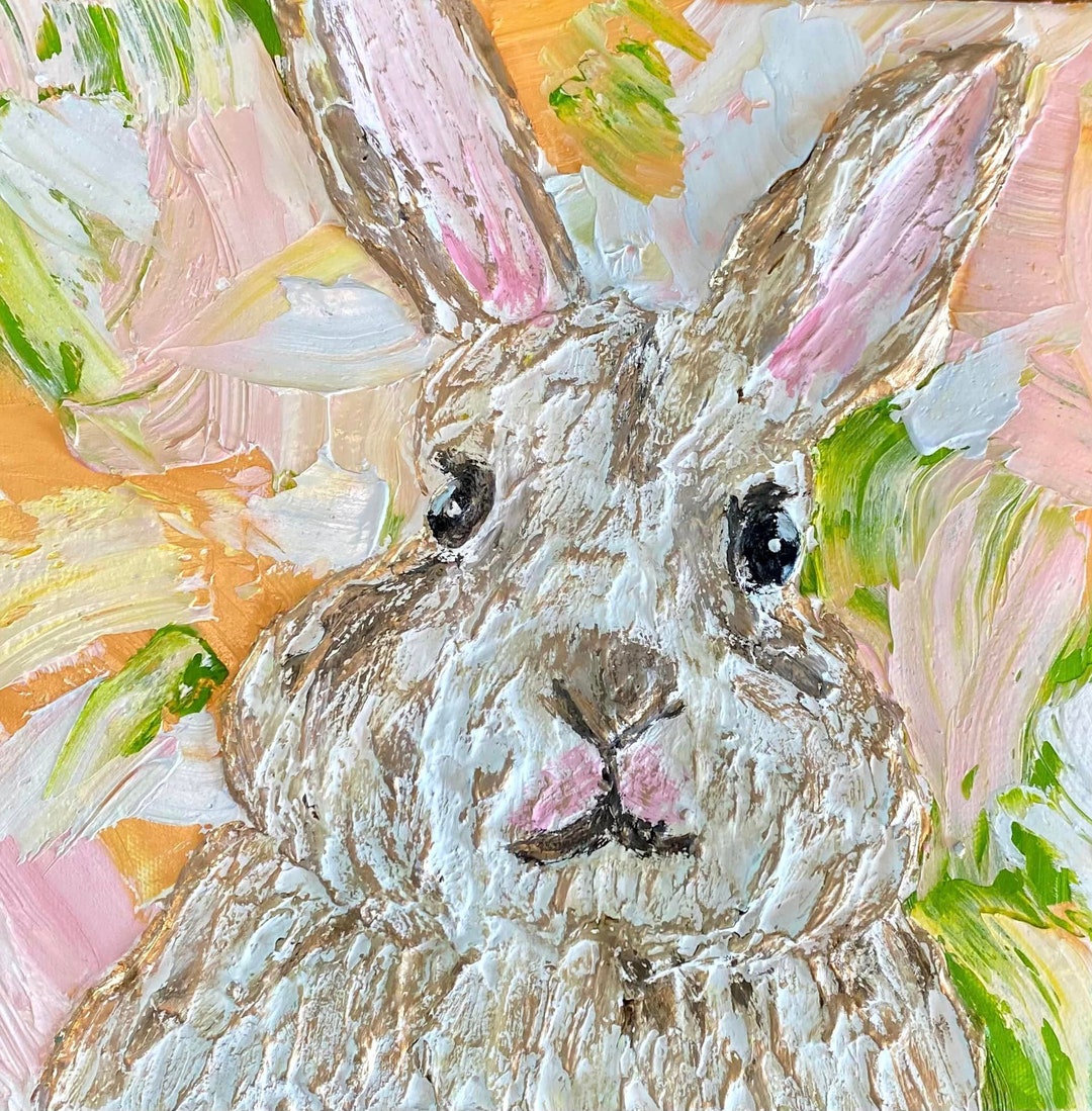 Original Textured Artwork-oil Easter Bunny - Etsy