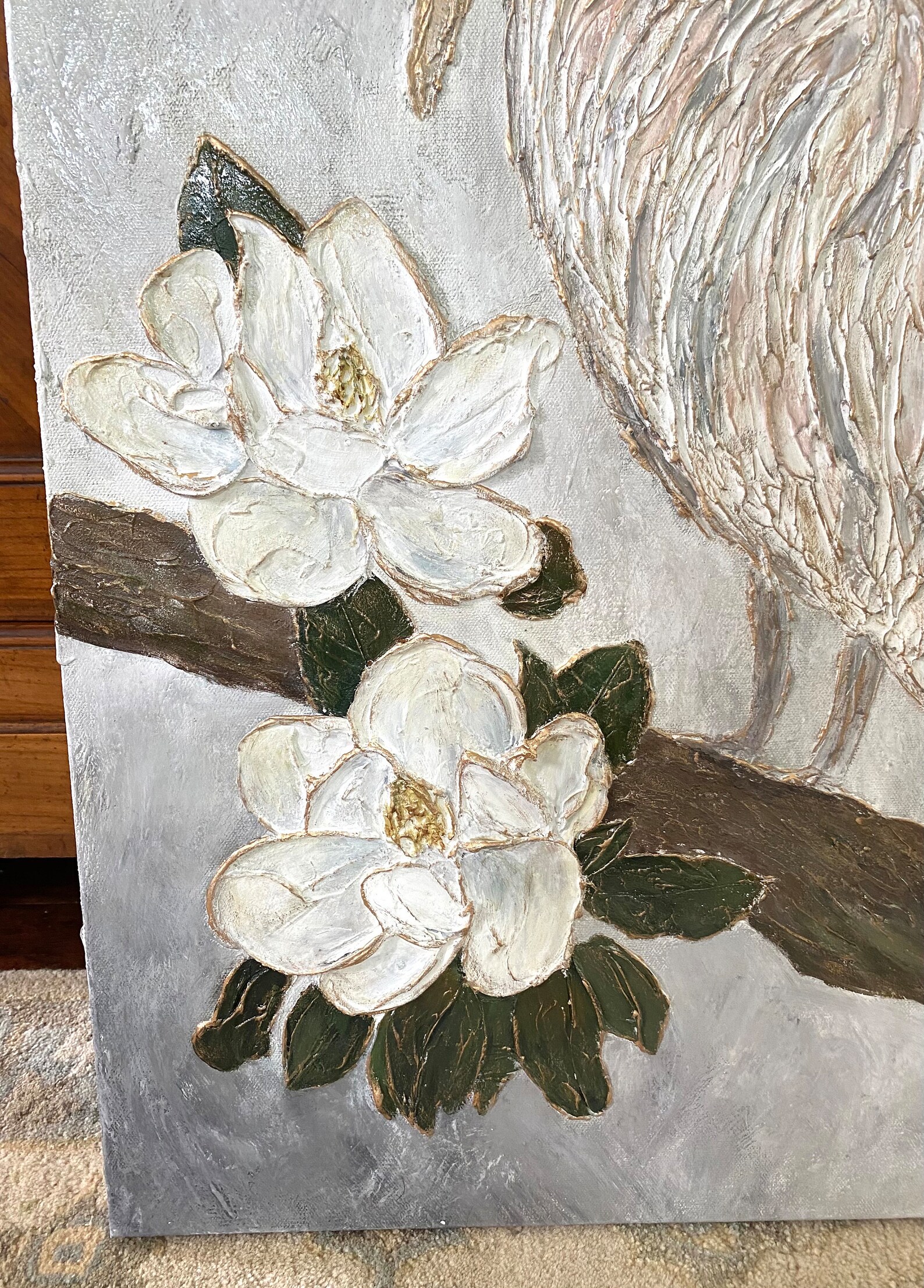 Original Textured Artwork-magnolia Pelican - Etsy